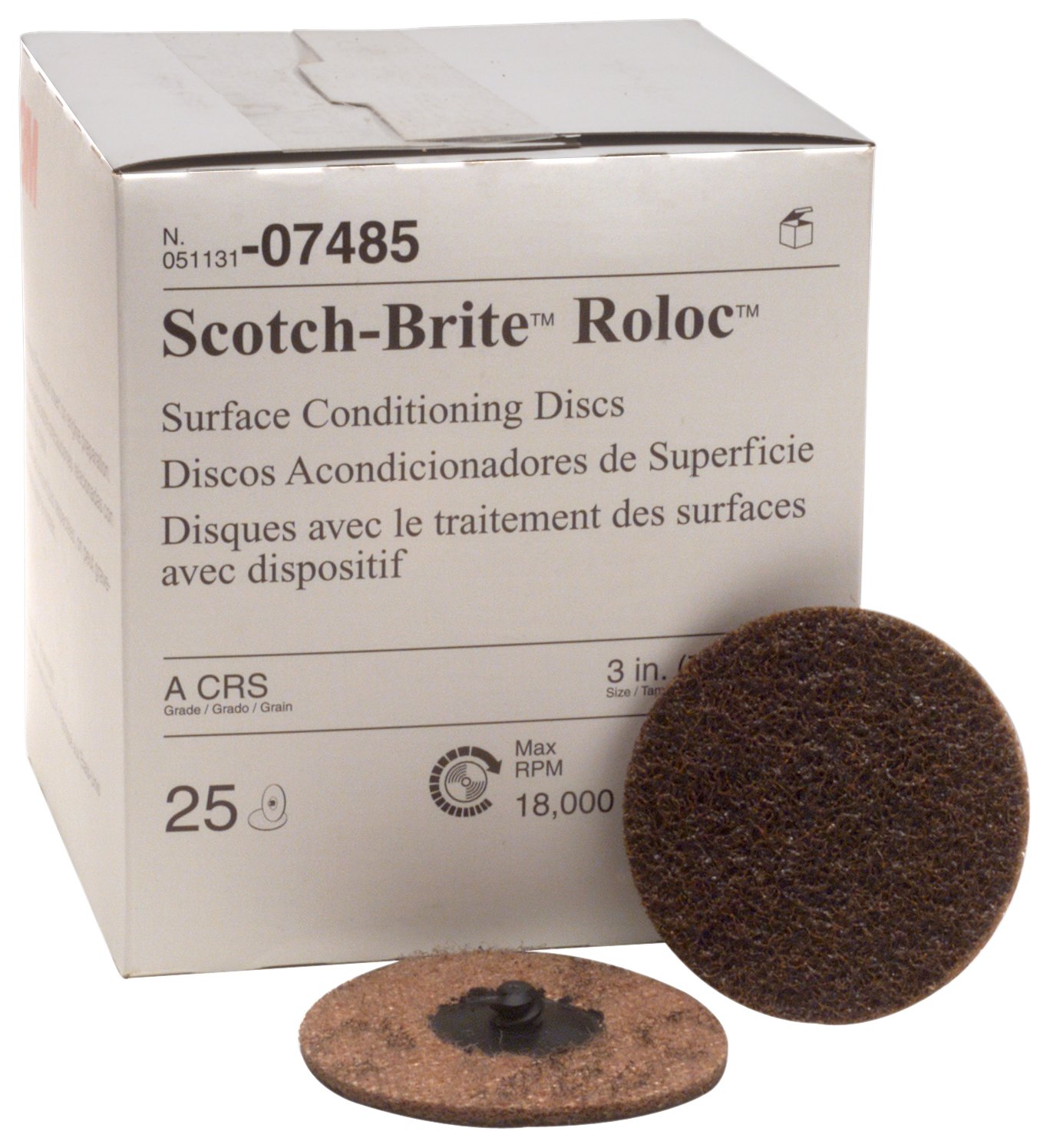3M 7485 3 in. Scotch-Brite Roloc Brown Coarse Surface Conditioning Disc ...