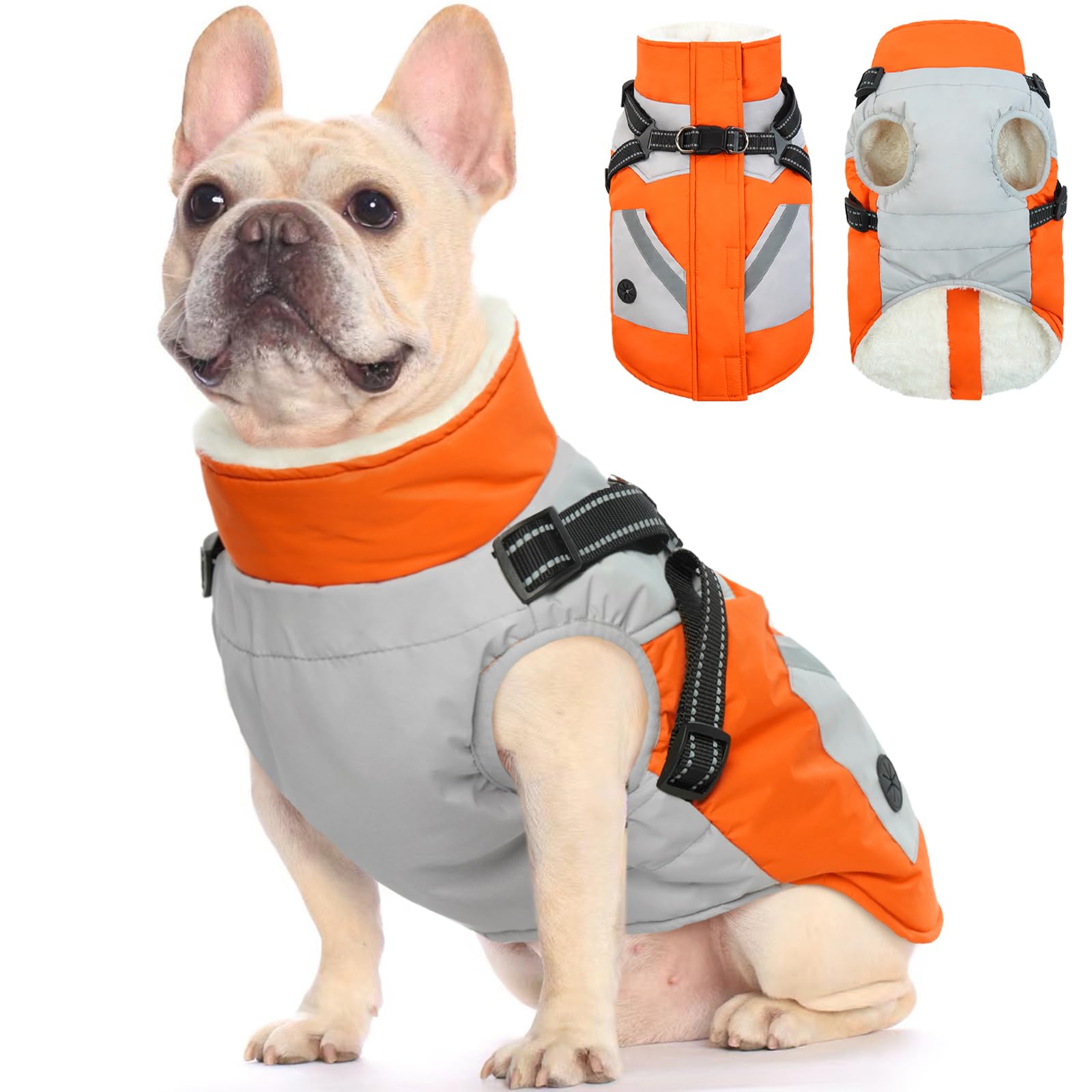 FUAMEY Dog Jackets-Dog Coat with Harness Built in-Waterproof Dog Jacket ...