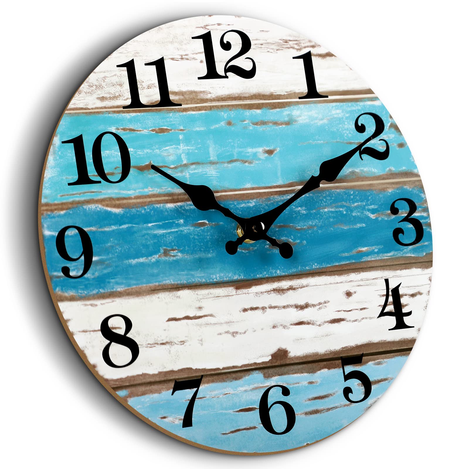 CHYLIN Nautical 14 Inch Wall Clock, Blue Ocean Theme, Silent Sweep ...