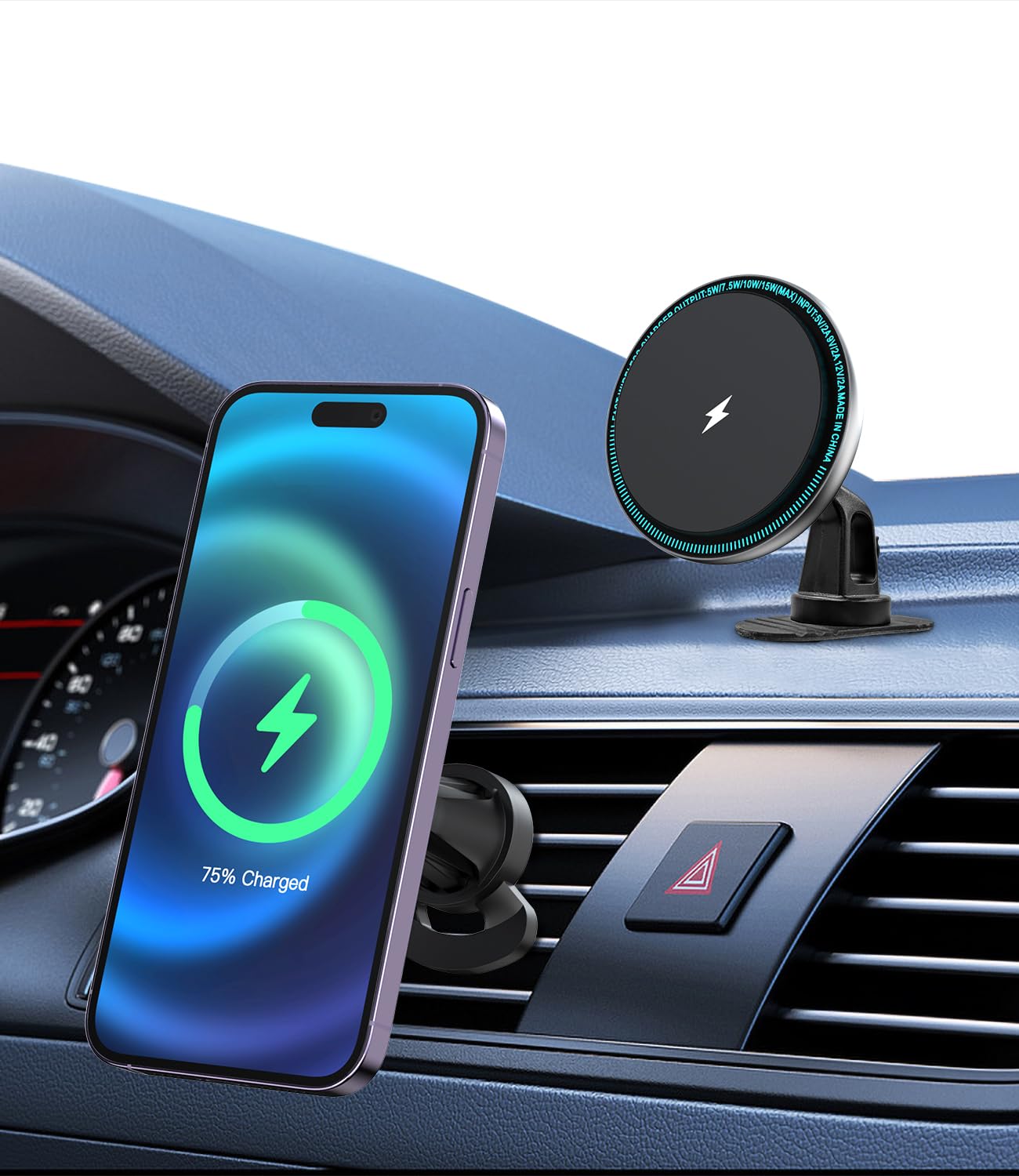 WISHSKY for Mag Safe Car Mount Charger, 15W Magnetic Wireless Car ...