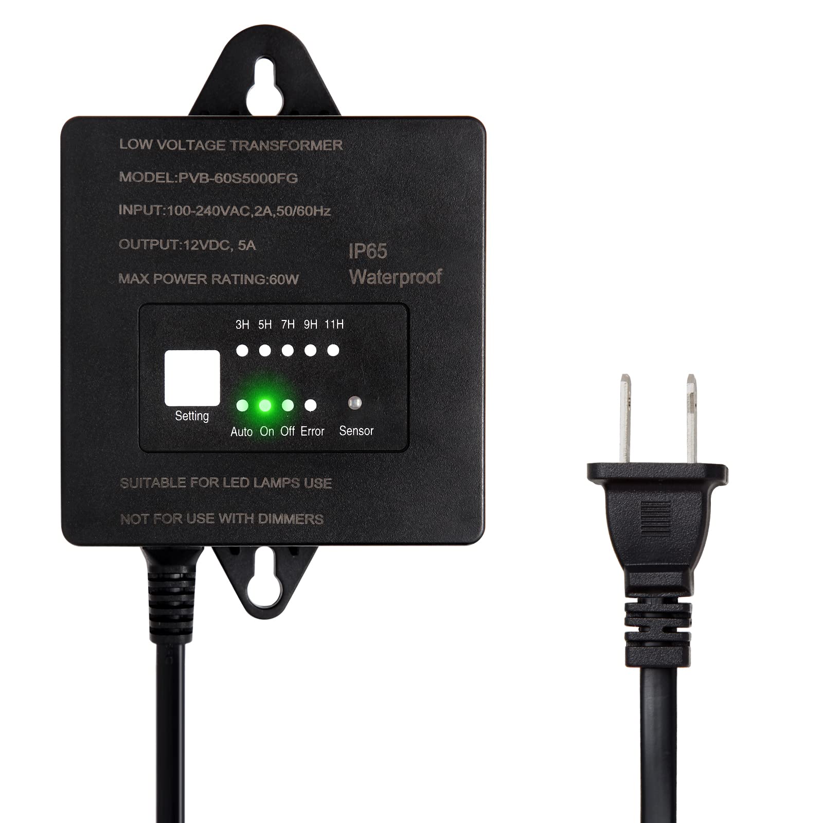 Paktonvo 60W Low Voltage Transformer with Timer and Photocell Sensor ...