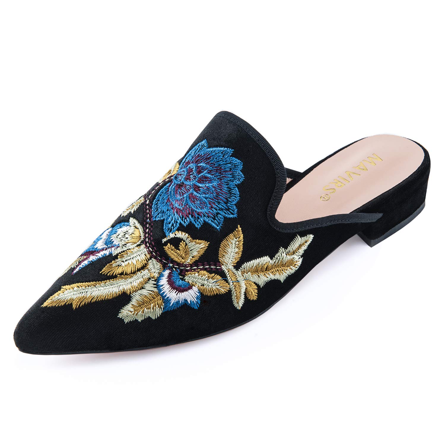 Buy Comfity Mules for Women，Womens Embroidered Slip On Mule Flats ...