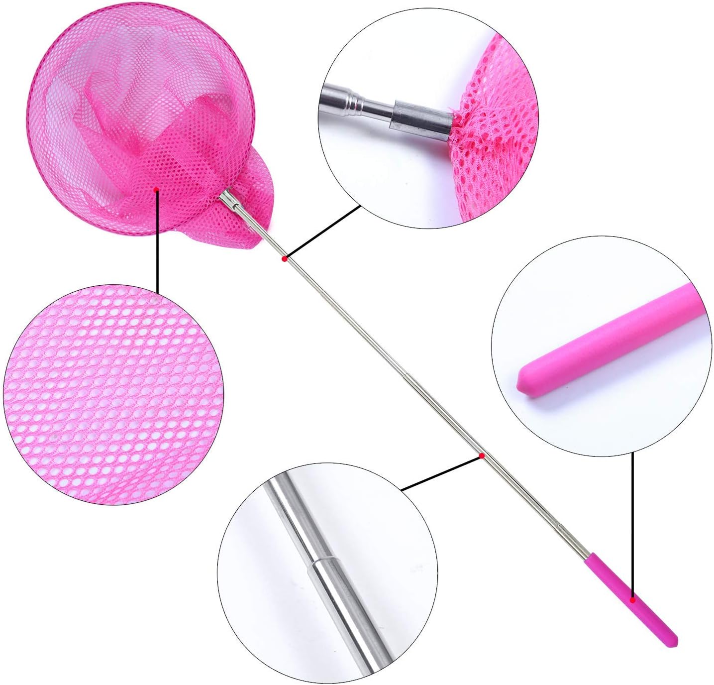 Losuya 4 Pack Kids Telescopic Butterfly Nets Colorful Fishing Nets for ...