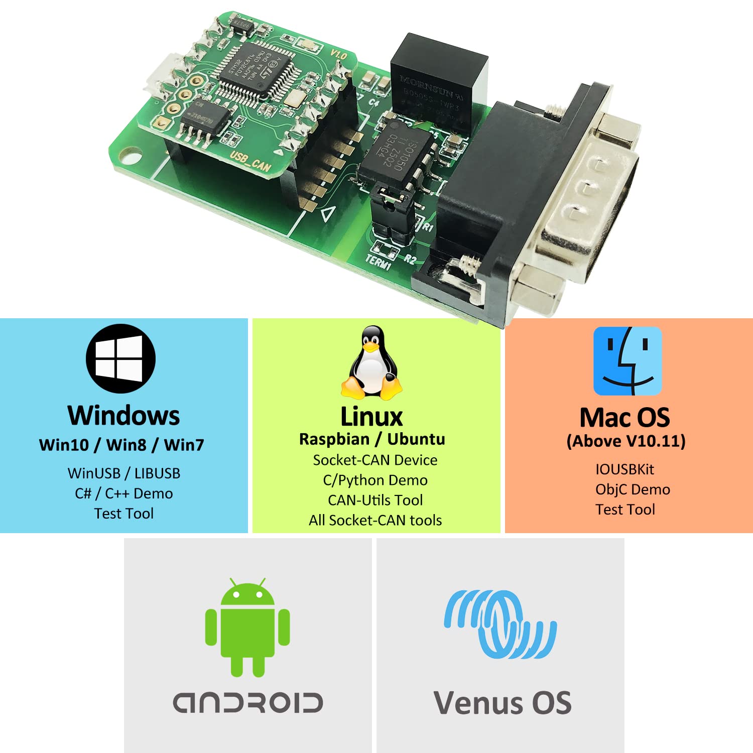 Mua USB to CAN Converter Module for Any Single Board Computer Support ...