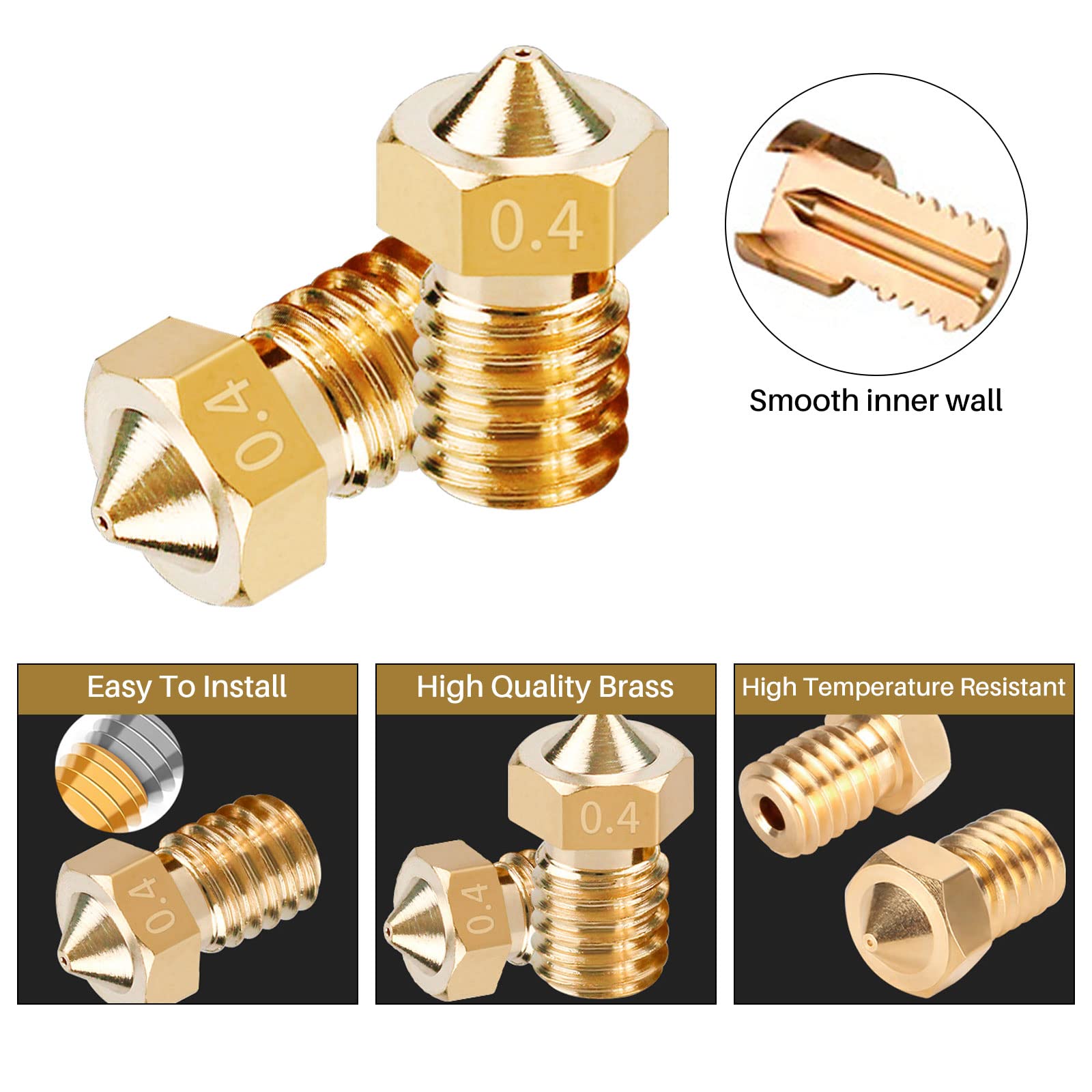 Mua 3D Drucker Düsen 0,4 mm Messing Düse Nozzle Nozzle Set,Extruder Druckkopf Für 1,75 mm ...