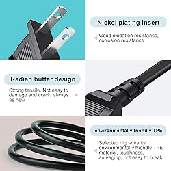 2 Prong LG TV Power Supply Cord 10Ft Long Plug Cable Replacement For LG ...