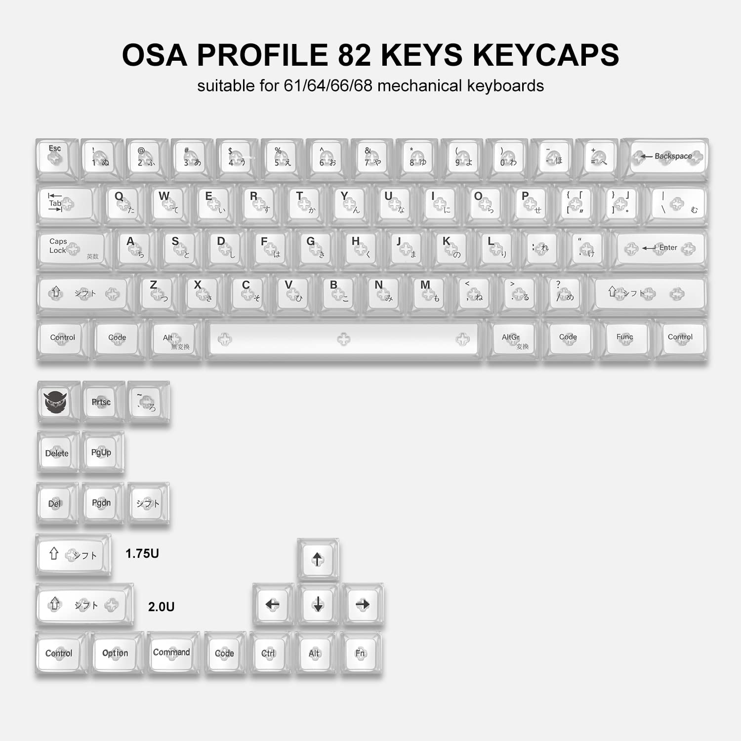 Mua dagaladoo XVX Clear Keycaps 60 Percent, 82 Keys Japanese Custom OSA ...