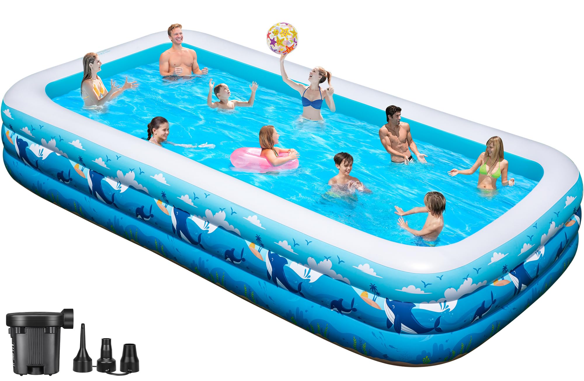 Extra Large Inflatable Pool for Adults, 158"x74"x22" Big Family Size ...