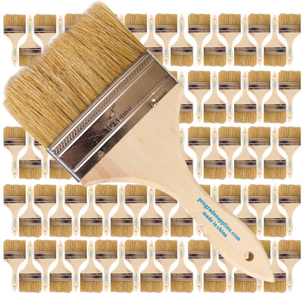 Pro Grade - Chip Paint Brushes - 96 Ea 4 Inch Chip Paint Brush Light ...
