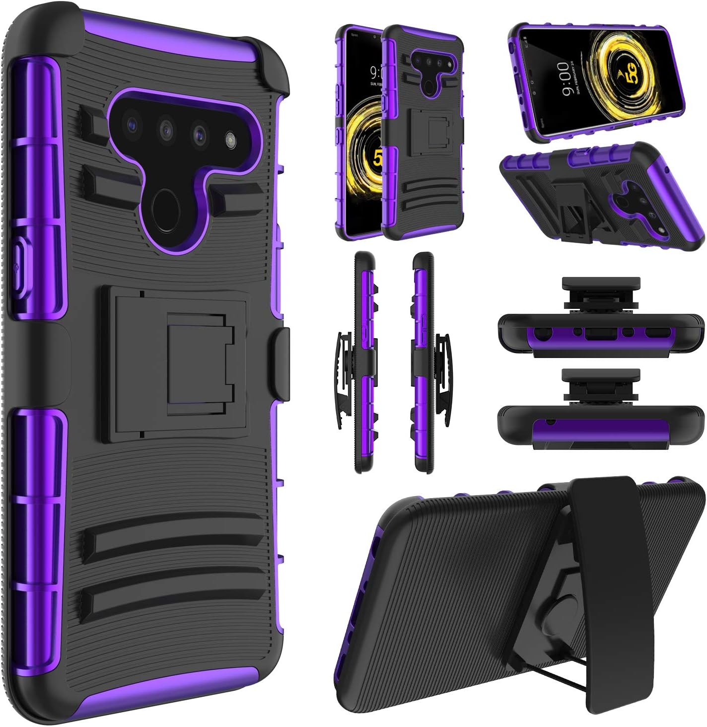 Amazon.com: LG V50 ThinQ Case, LG V50 Case, Elegant Choise Full Body Rugged Holster Case with ...