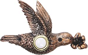 Waterwood Bronze Plated Hummingbird Doorbell - Wired & Illuminated Push ...