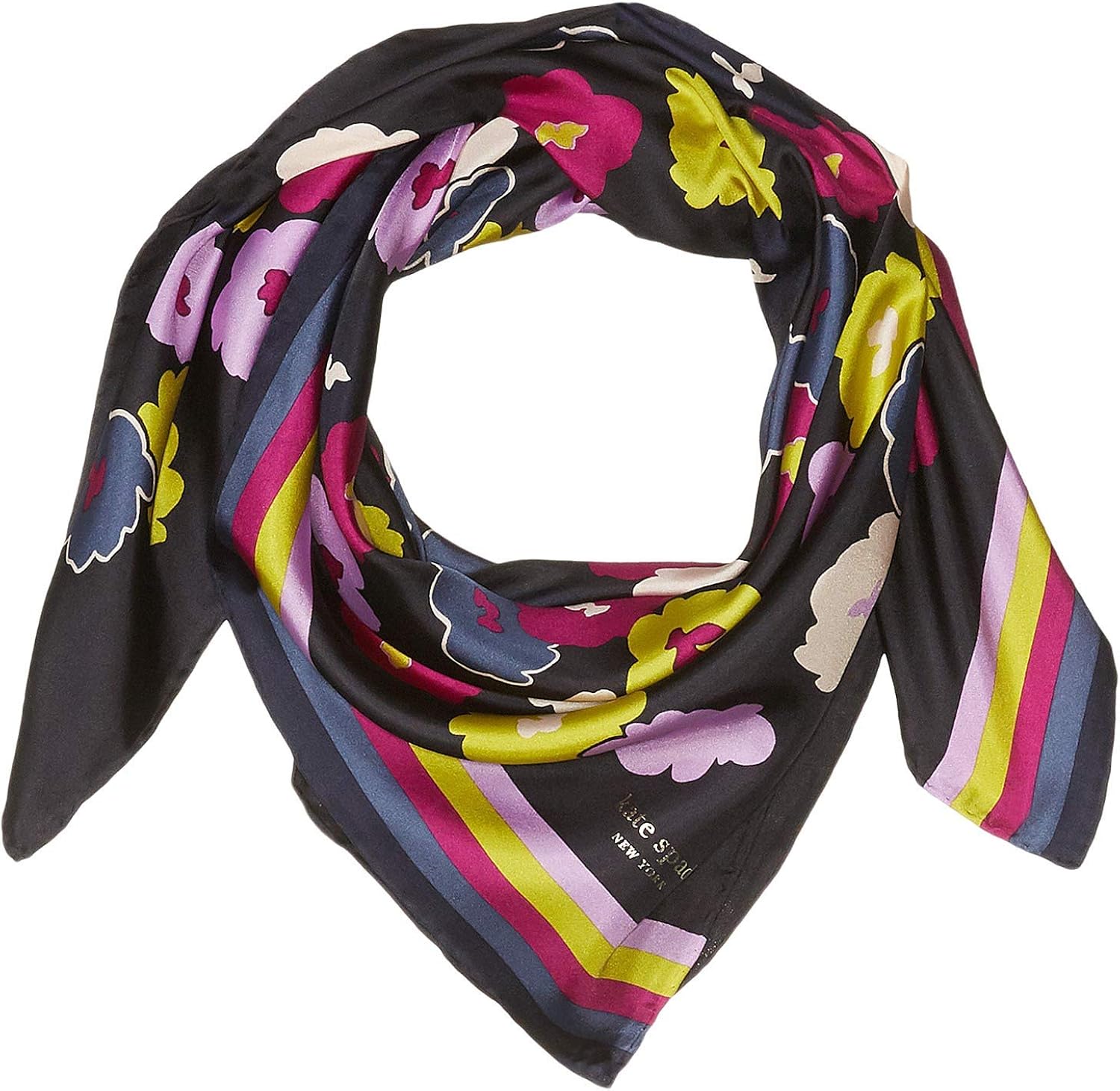 Kate Spade New York Winter Garden Square Scarf Black One Size: Amazon ...