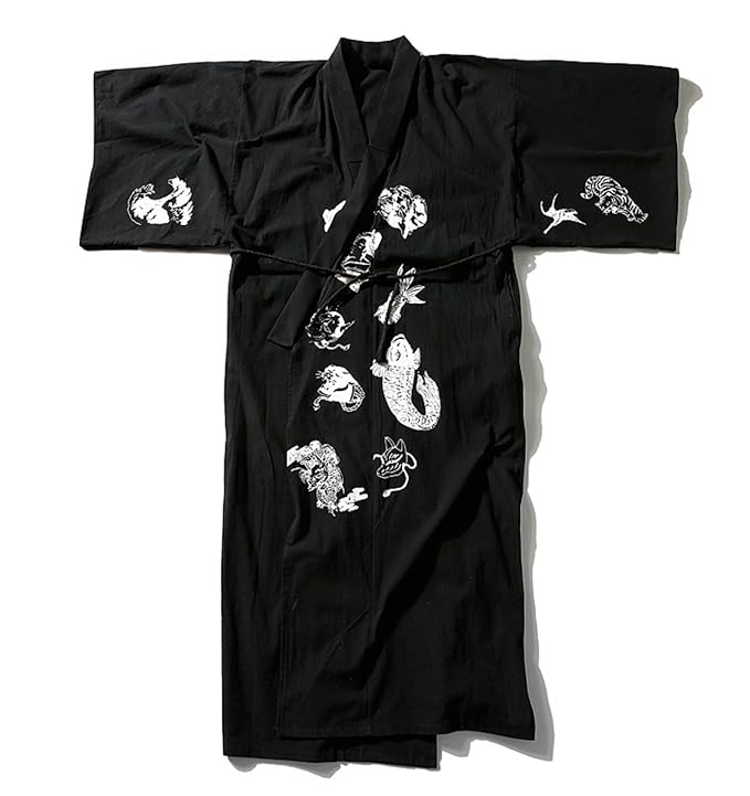 Amazon.com: Japanese Kimono Style Happi Coat White Anime Cosplay (Black ...