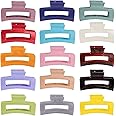 Amazon.com: 15 Pack Rectangle Hair Claw Clips Solid Color Hair Clips ...