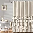 Amazon.com: Seasonwood Beige Shower Curtain Cute Ruffle Shower Curtain ...