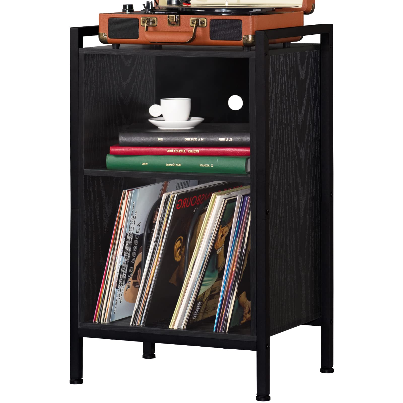 Mua YAHARBO Record Player Stand, 3-Shelf Black Vinyl Record Holder with ...