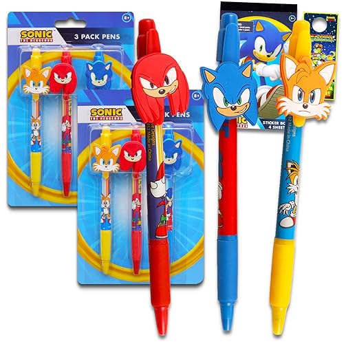 Sonic the Hedgehog Pen Set - 6 Pc Sonic Ballpoint Pens Gift Bundle for ...
