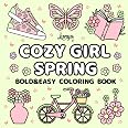 Amazon.com: Cozy Girl Spring Bold and Easy Coloring Book: Cute and ...