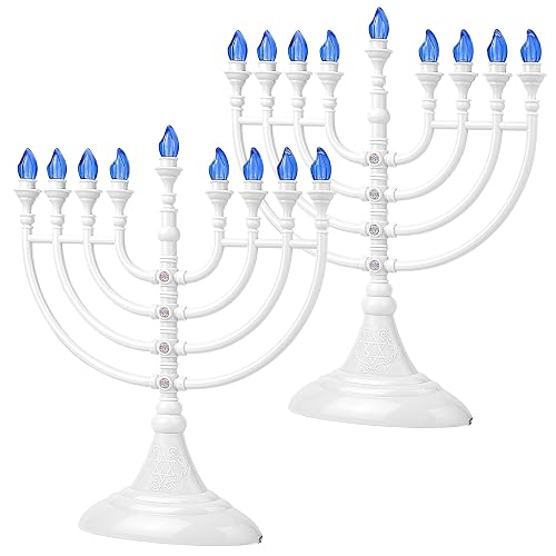 Aviv Judaica Traditional LED Electric Hanukkah Menorah - Battery or USB ...