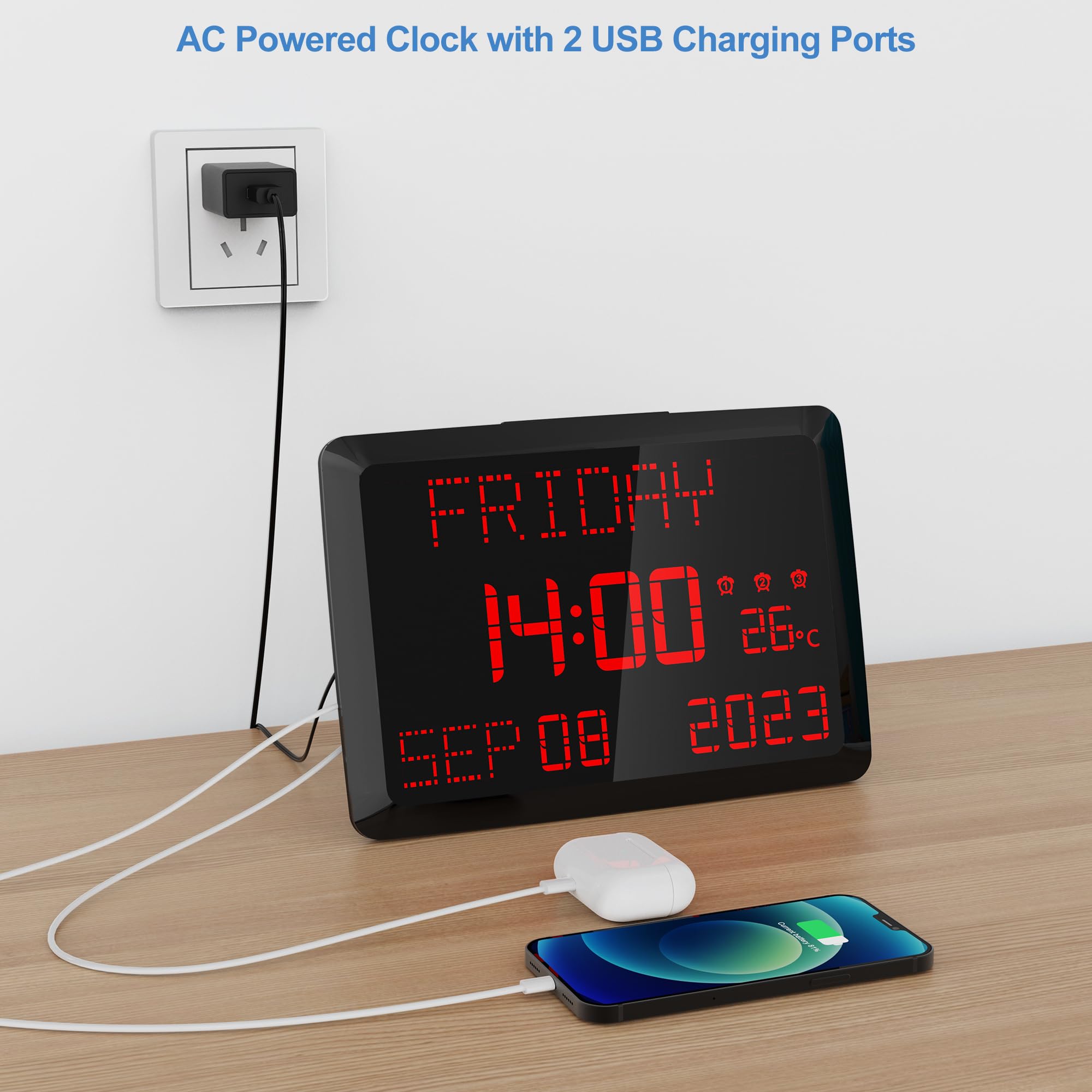 Mua Raynic Digital Clock, 11.5" Large Display Digital Wall Clock ...