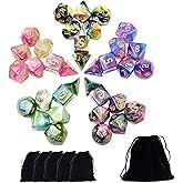 Amazon.com: Assorted Polyhedral Dice Set with Black Drawstring Bag, 5 ...