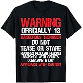 Amazon.com: 13 Years Old Warning Dangerous Teenager 13th Birthday T ...