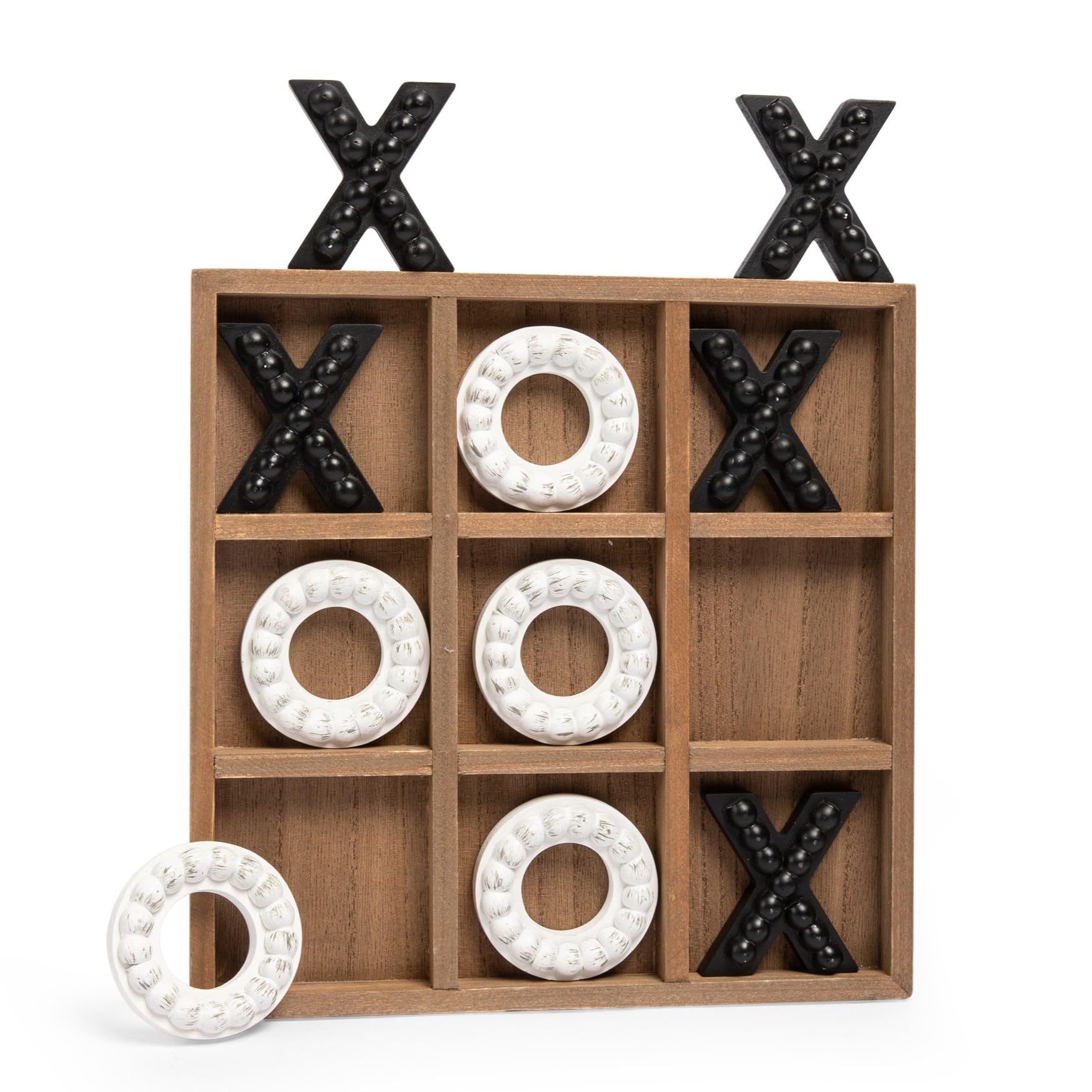 GENMOUS Wooden Tic Tac Toe Game Board for Kids Seniors Family Indoor ...