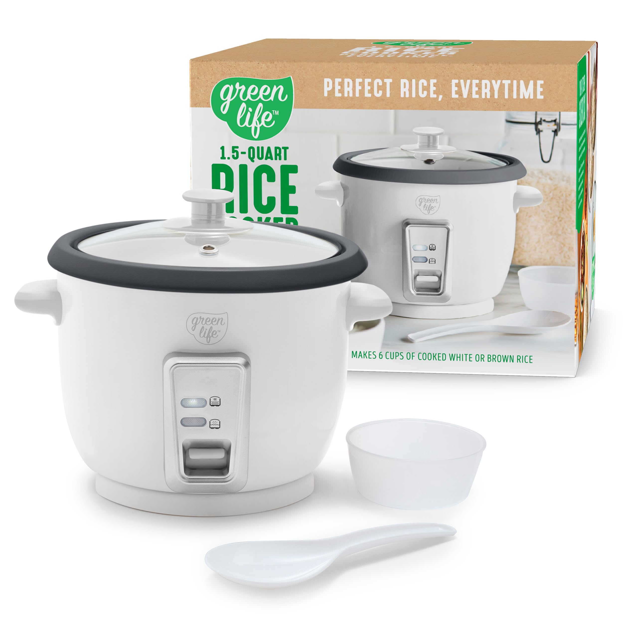 GreenLife Electric Rice Cooker, 3-Cups Uncooked/6-Cups Cooked ...