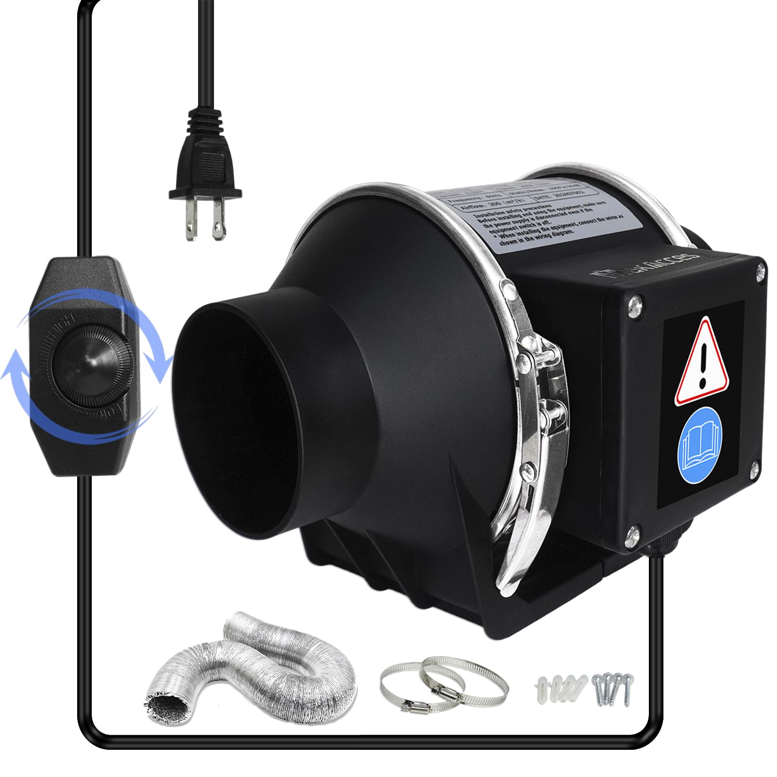 3 Inch Inline Duct Fan with Variable Speed Controller & Pipe,Efficiency ...