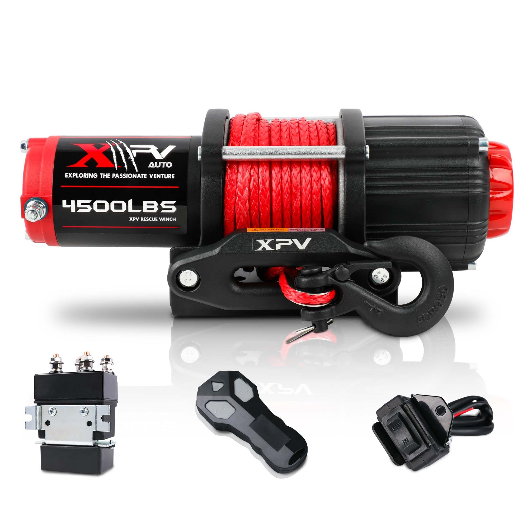 XPV AUTO 12V 4500 lb Winch Electric Winch for Towing ATV/UTV Off Road ...