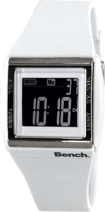 Bench Ladies Watch BC0364WH with LCD Dial and White Plastic Strap ...