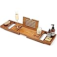 Amazon.com: TEAKAURA Teak Bathtub Tray, Bathtub Caddy, Expandable Bath ...