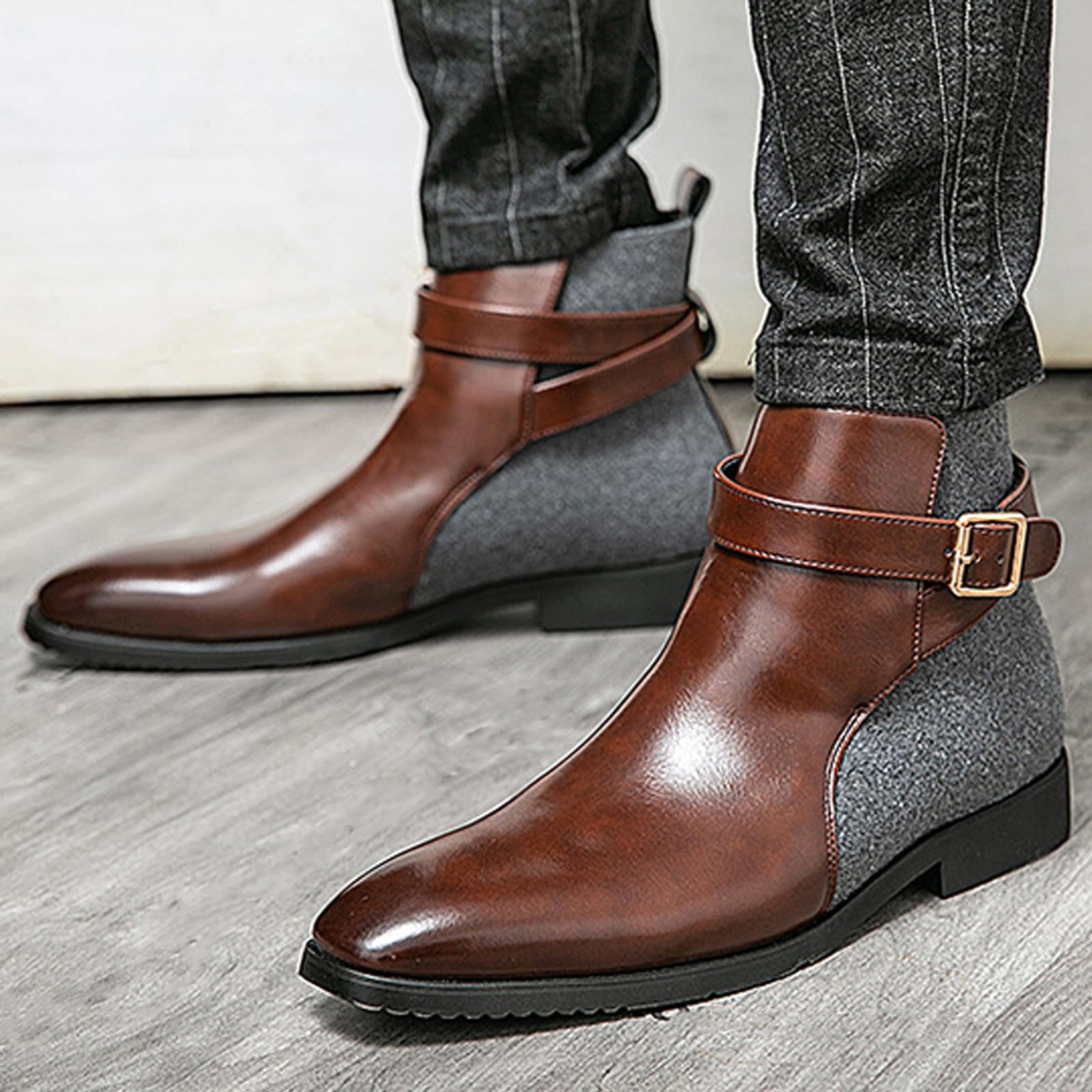 Mua MVIOBUY Men's Pointed Toe Slip on Chelsea Boots,Classic Leather ...