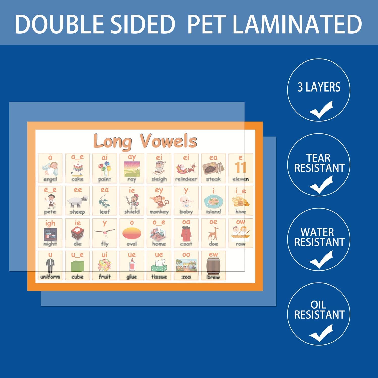 YIYEE 2 Pcs Educational Preschool Poster Chart for Toddlers | Phonics ...