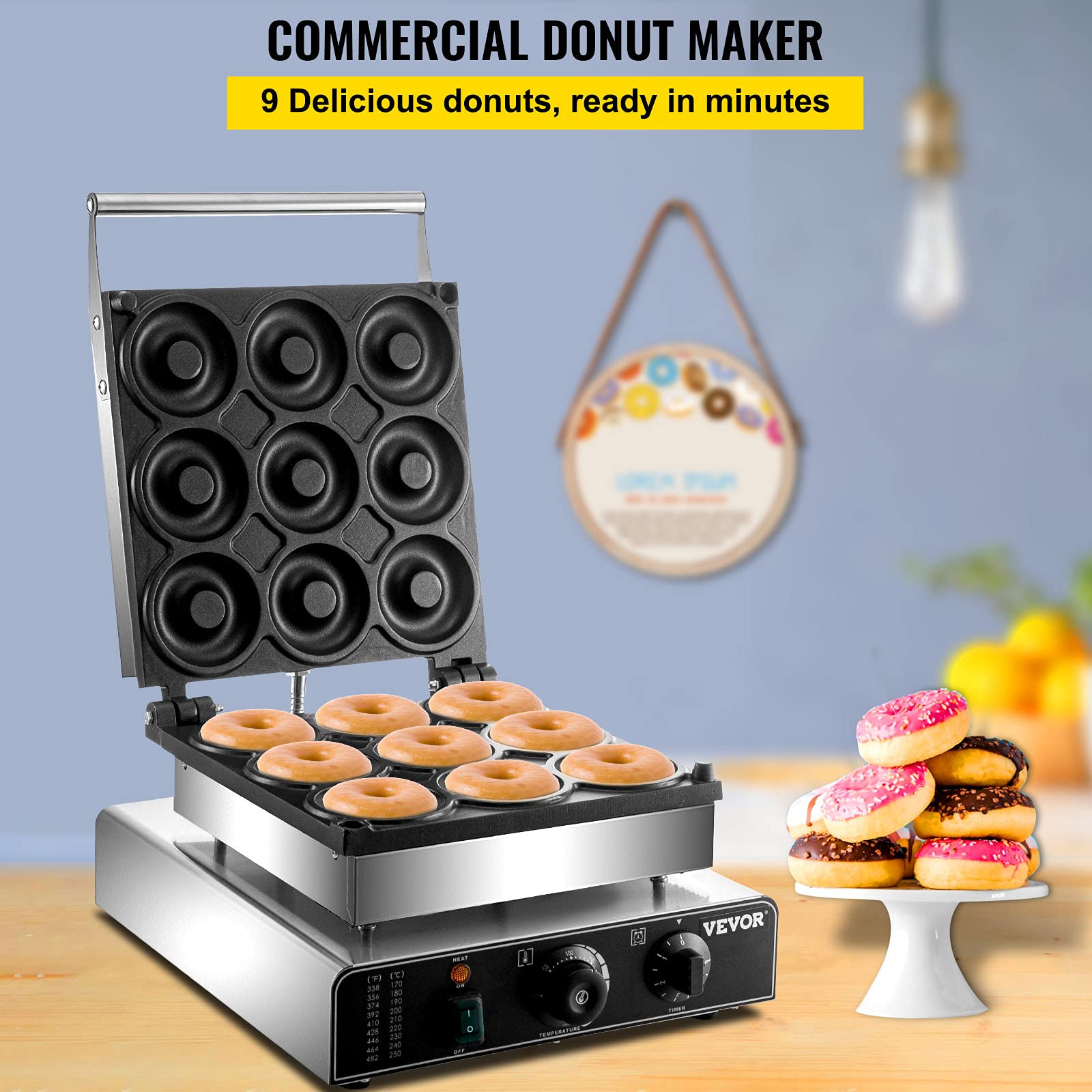 Mua VEVOR Electric Donut Maker, 9 Holes Commercial Donut Machine, 2000W ...
