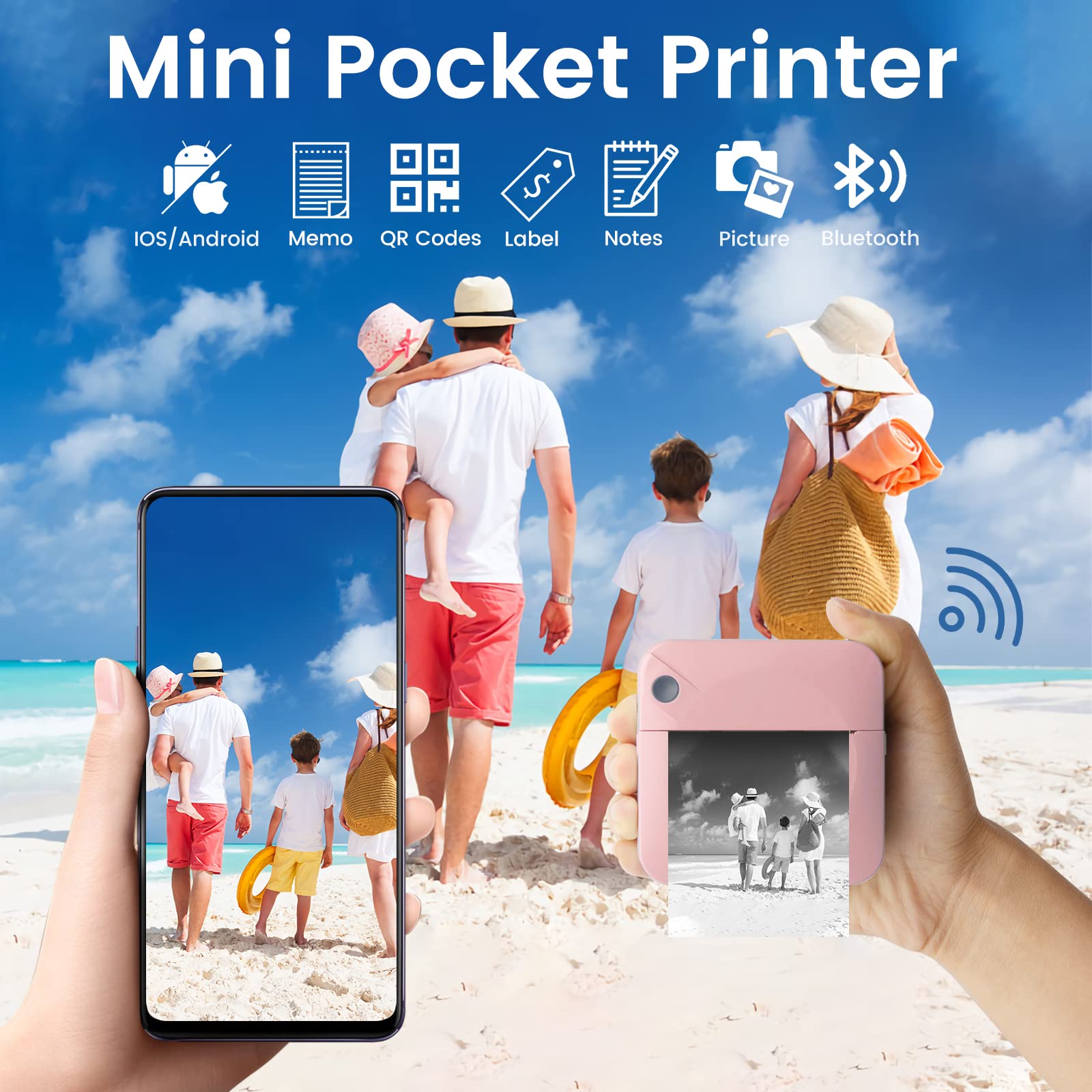 Mua Zeacool Mini Pocket Printer,Portable Thermal Printer for Label,Text ...