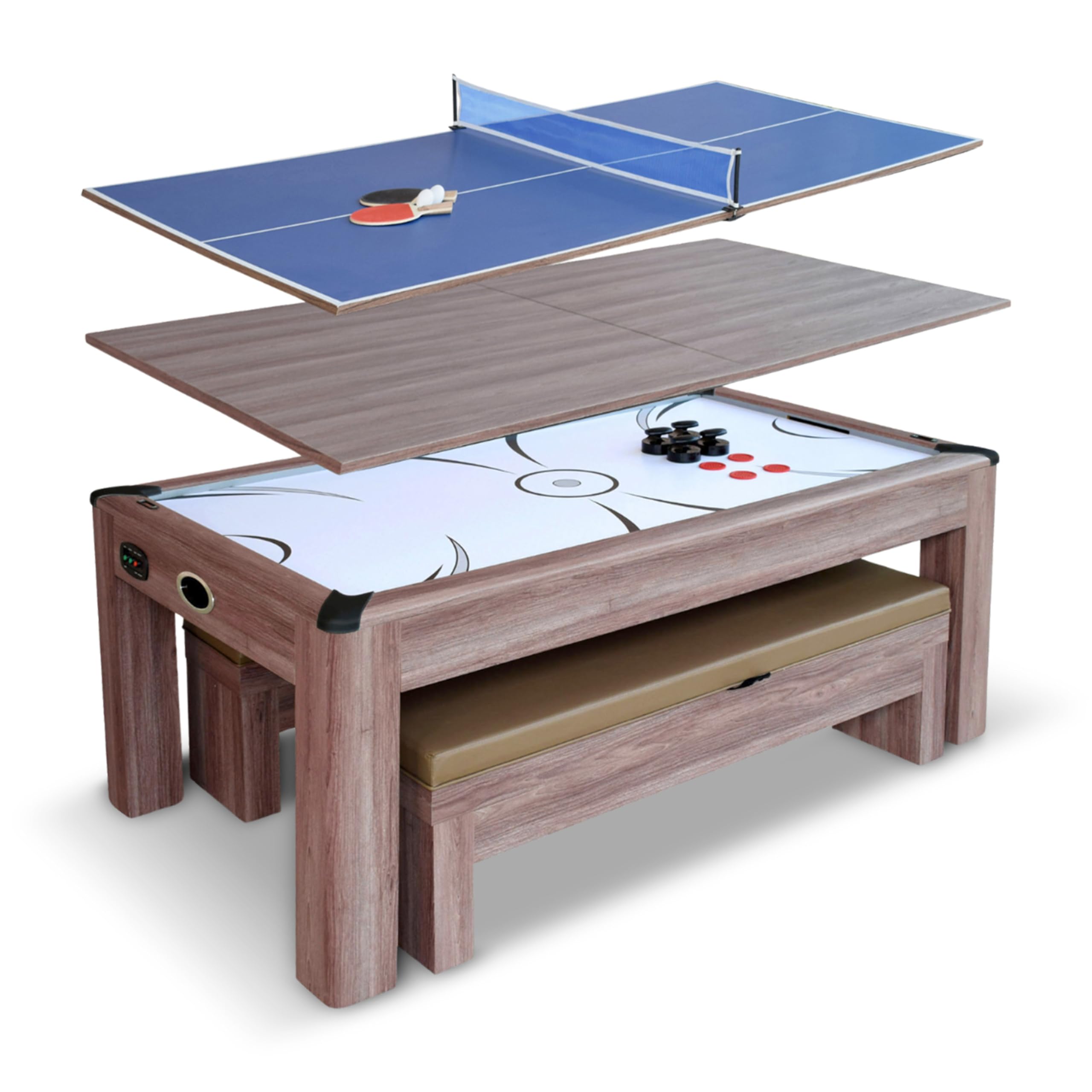 Hathaway Driftwood 7 Ft Air Hockey Table for Home Game Room - with ...