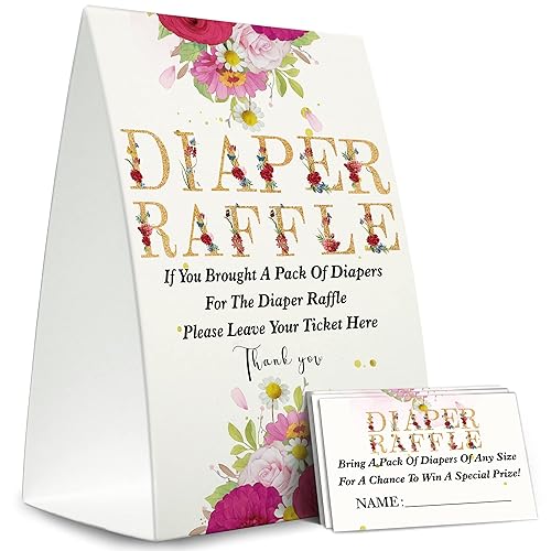 Diaper Raffle Sign,Diaper Raffle Baby Shower Game Kit (1 Standing Sign ...