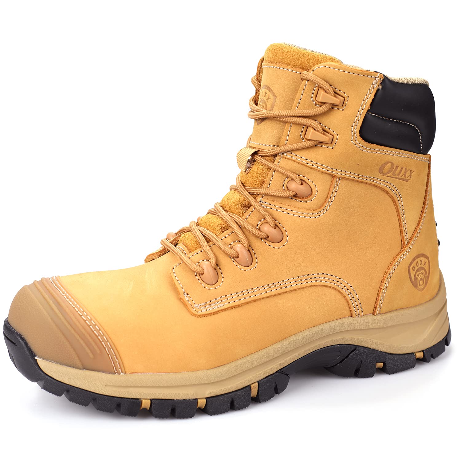 OUXX Work Boots for Men, Steel Toe Safety Boots with Side YKK Zipper ...