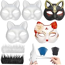 Therian Mask Kit DIY - 32-Piece Furry Animal Mask Supplies (Blank Cat ...