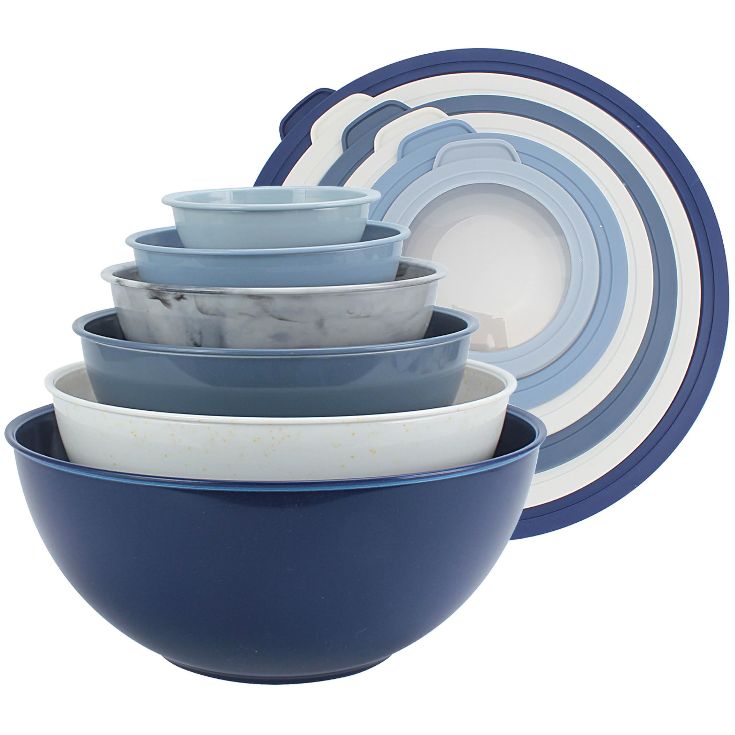 COOK WITH COLOR Mixing Bowls with TPR Lids - 12 Piece Plastic Nesting ...