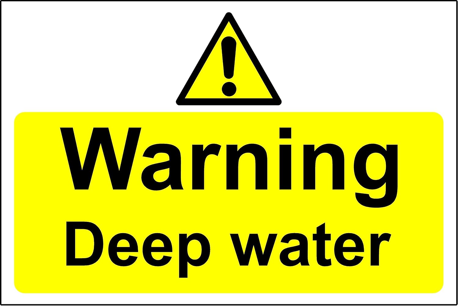 Warning deep water sign - 1.2mm rigid plastic 300mm x 200mm: Amazon.co ...
