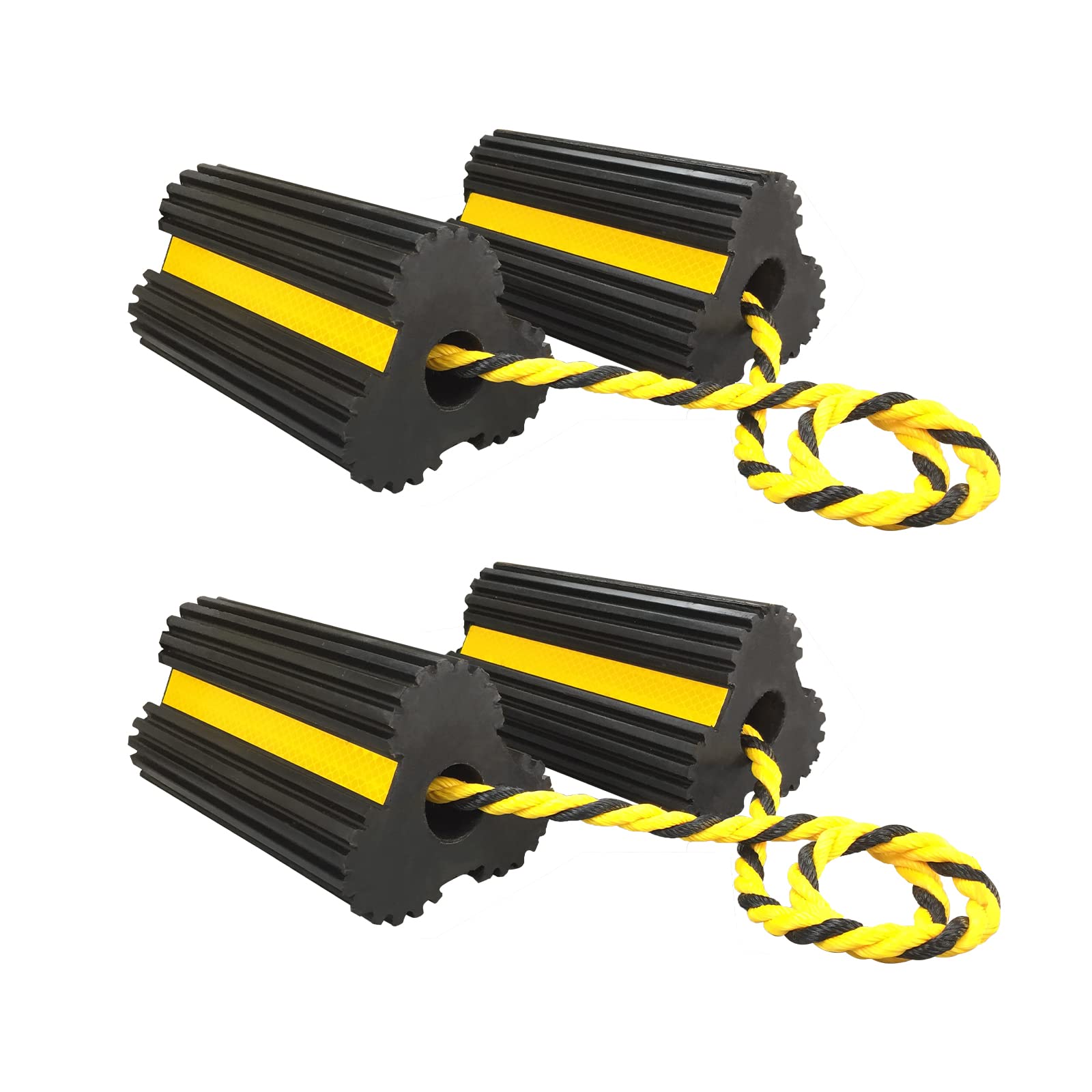 HOXWELL 2 Pair Rubber Heavy Duty Dual Wheel Chocks Front and Back, RV ...