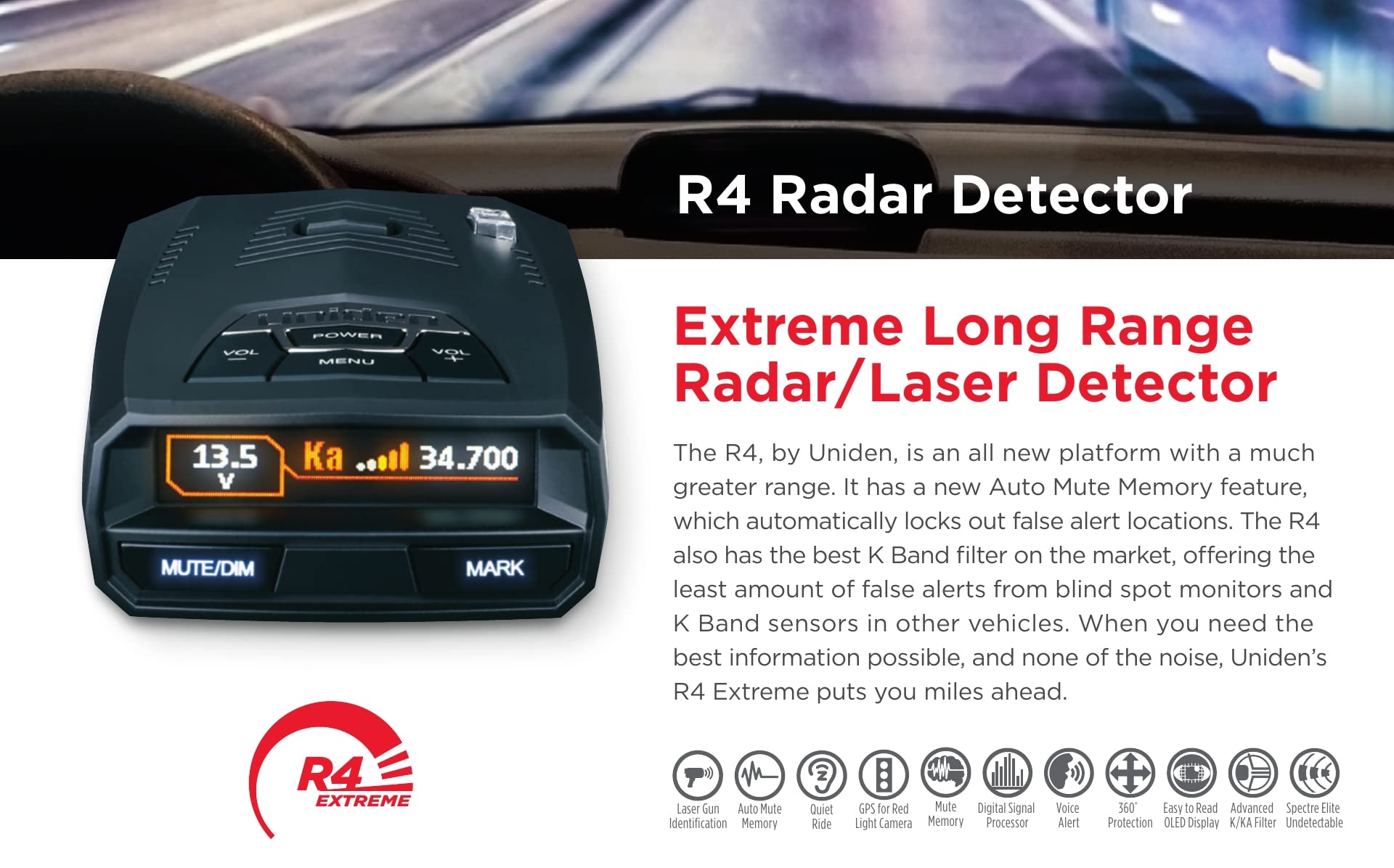 Mua UNIDEN R4 Extreme Long-Range Laser/Radar Detector, Record ...