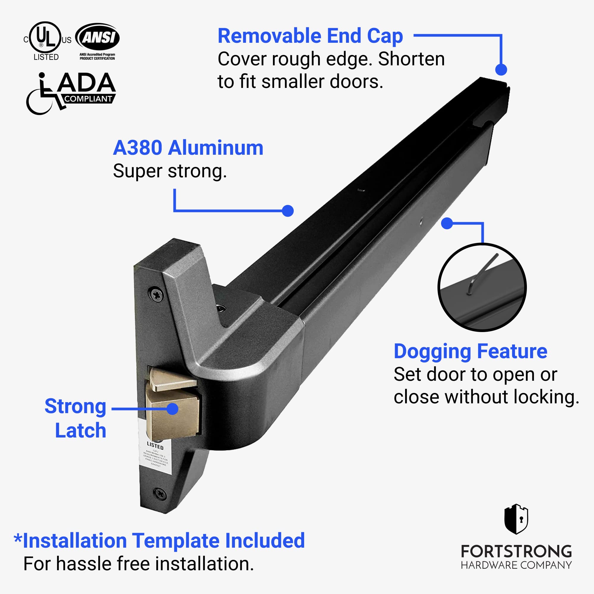 Mua FORTSTRONG Push Bar Panic Exit Device (Black) - Panic Bars for Exit ...