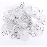 100 Blank Acrylic Clear Plastic Keyrings With Split Ring 24mm x 35mm ...
