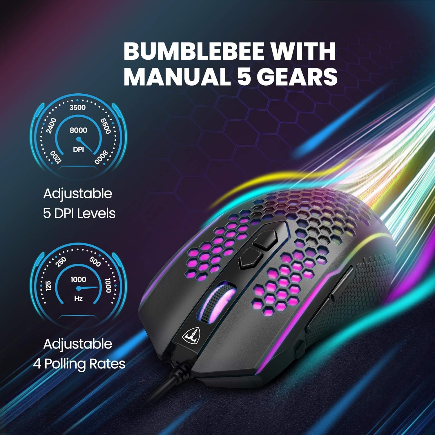 Gaming Mouse, PICTEK RGB Wired Gaming Mouse, 8 Programmable Buttons ...