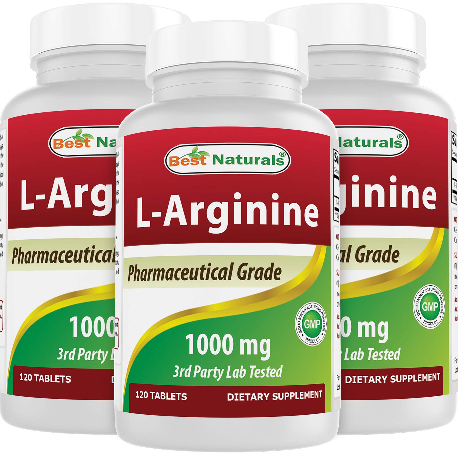 Best Naturals 3 Pack L-Arginine 1000 mg 120 Tablets - Pharmaceutical ...