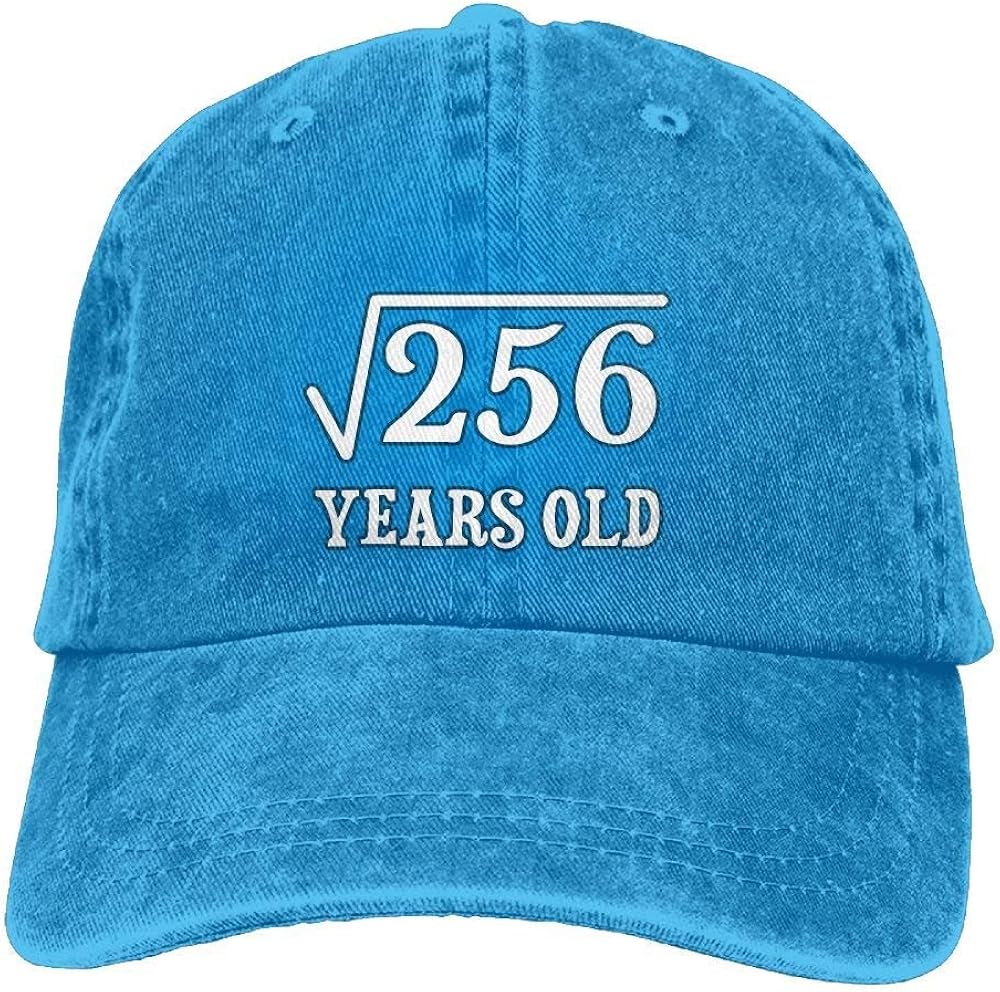Allures Unisex Washed Square Root Of 256 16 Yrs Years Old Casual Denim Baseball Cap Adjustable allures-unisex-washed-square-root-of-256-16-yrs-years-old-casual-denim-baseball-cap-adjustable