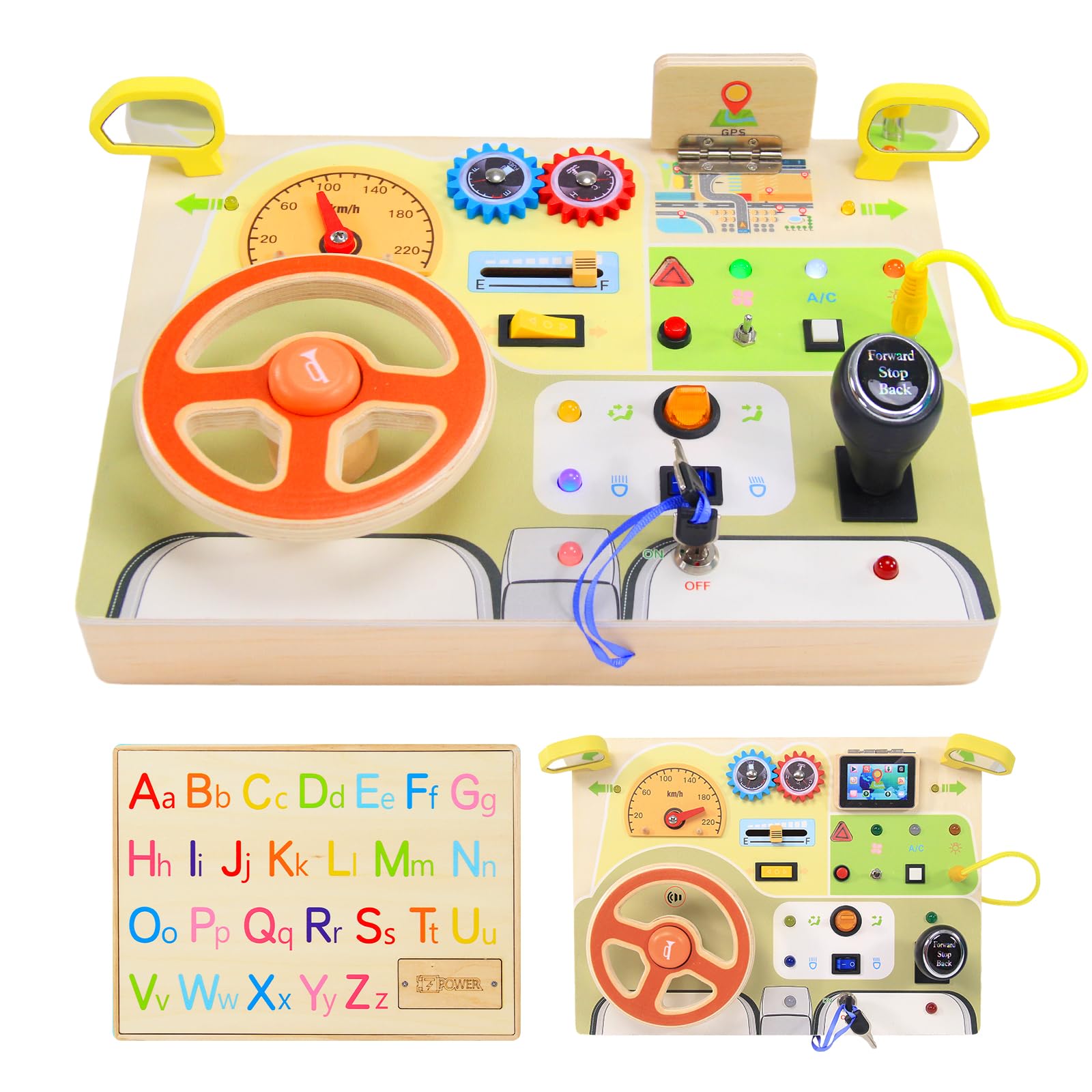 TQJ Montessori Busy Board for Toddlers Baby Busy Board Car Steering ...